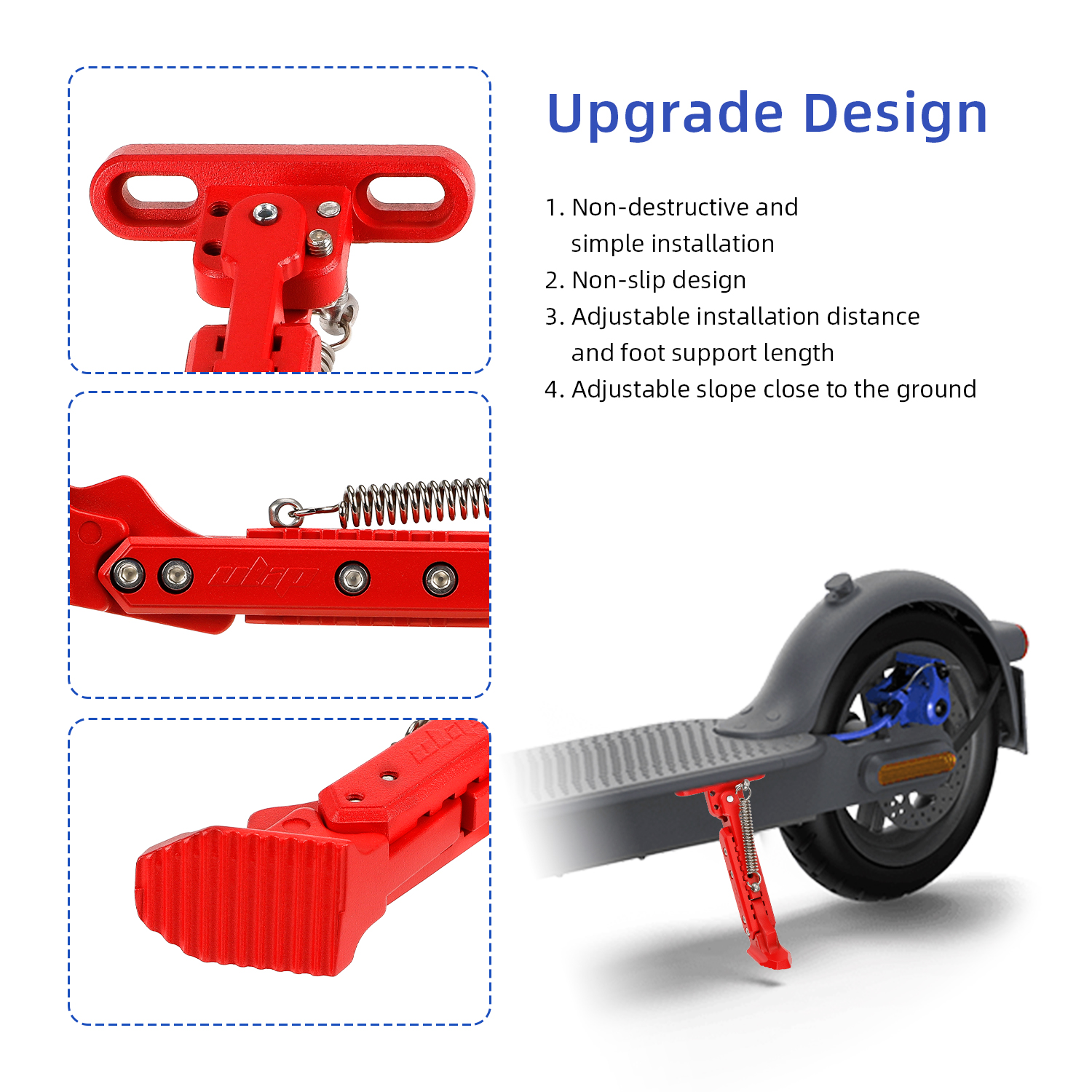 Ulip Red V2 Electric Scooters Kickstand Adjustable Parking Stand Feet ...