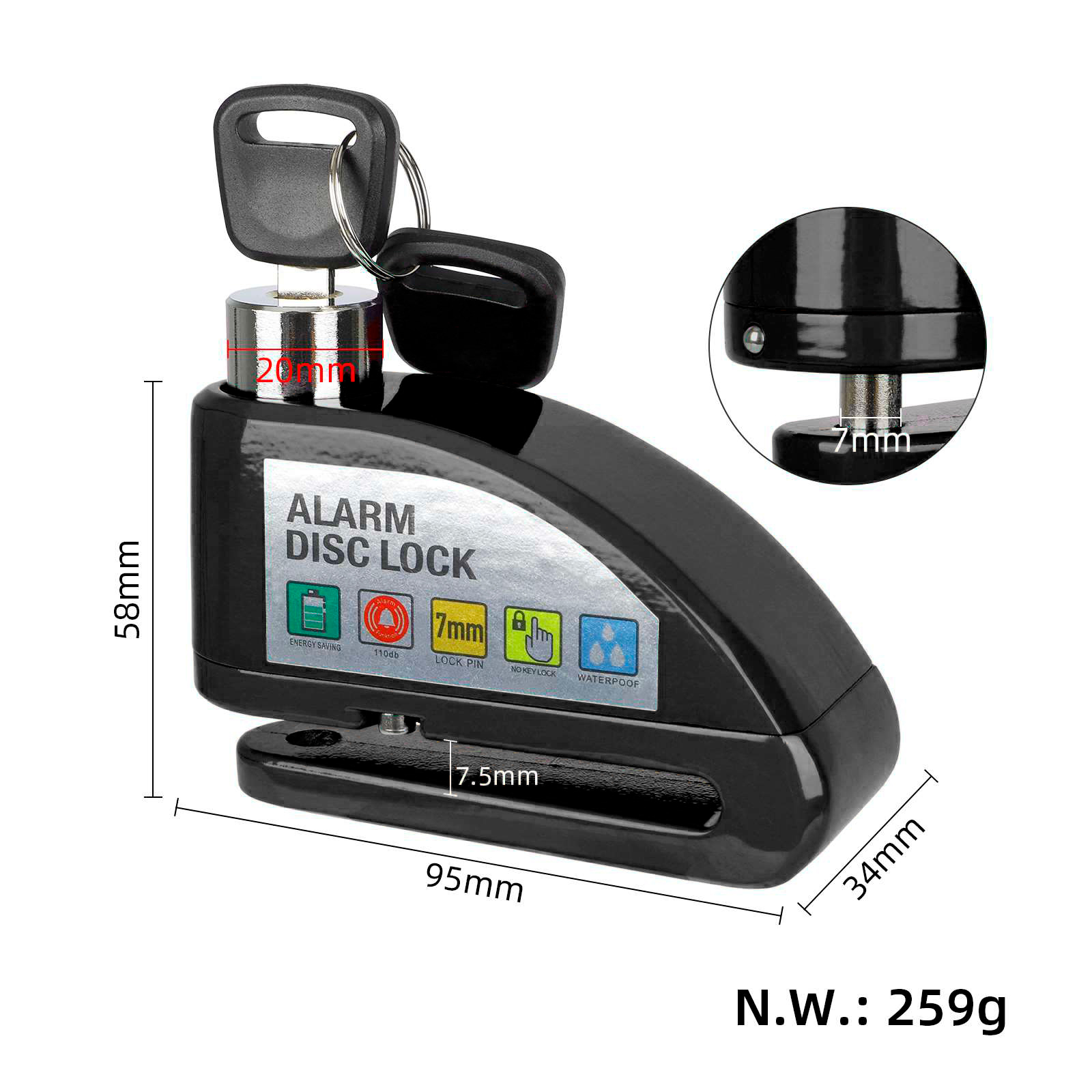black controllable alarm disc brake lock – ULIP