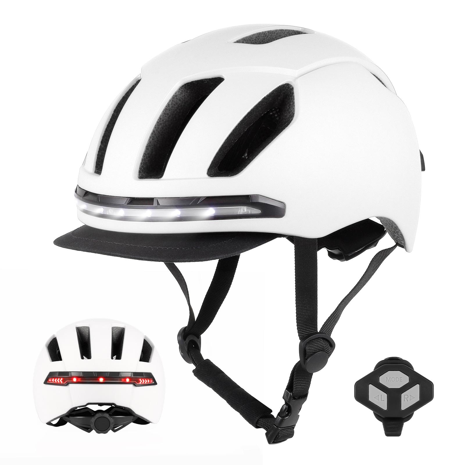 White Smart helmet with Wireless Handlebar Remote Control – ULIP