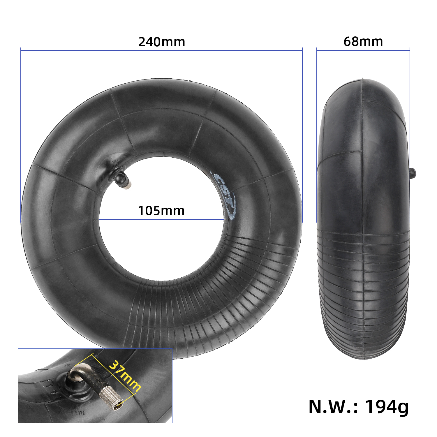 CST 4.10/3.50-4 inner tube with 90°out bent valve – ULIP