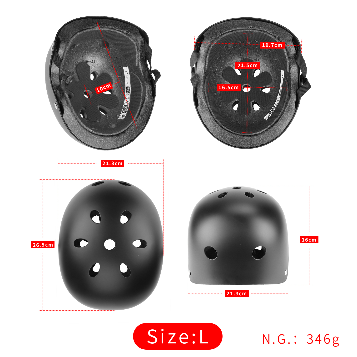 L size black multi-point helmet – ULIP
